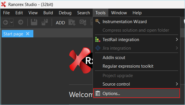 Ranorex Studio Start Page – Ranorex