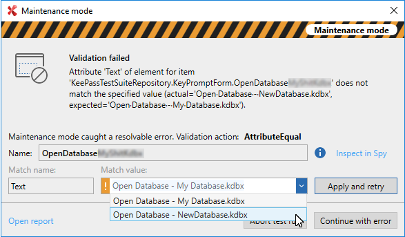 Catch and resolve errors during execution – Ranorex
